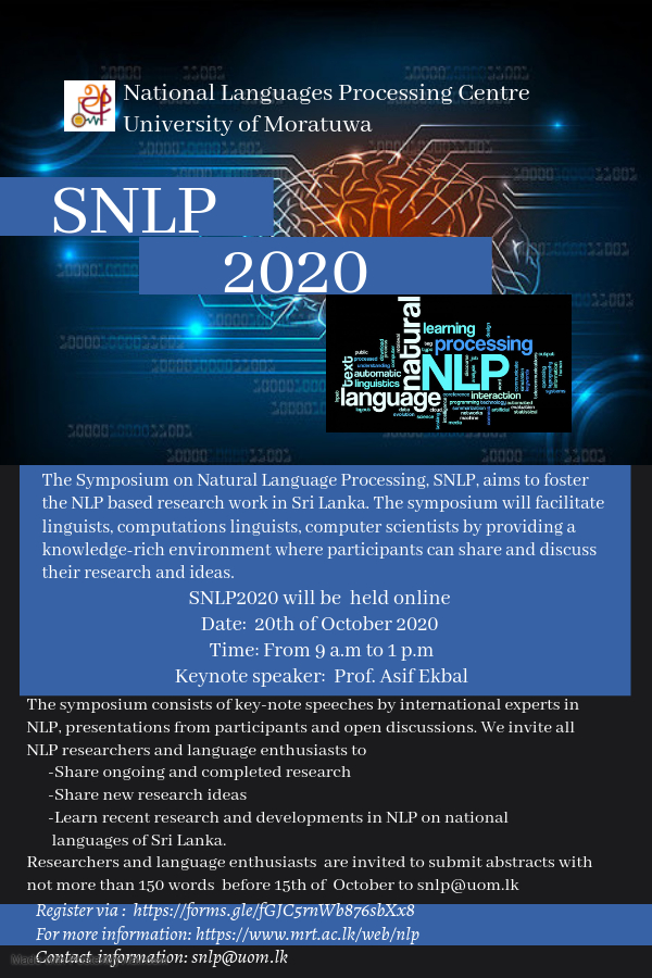 SNLP 2020 | University of Moratuwa